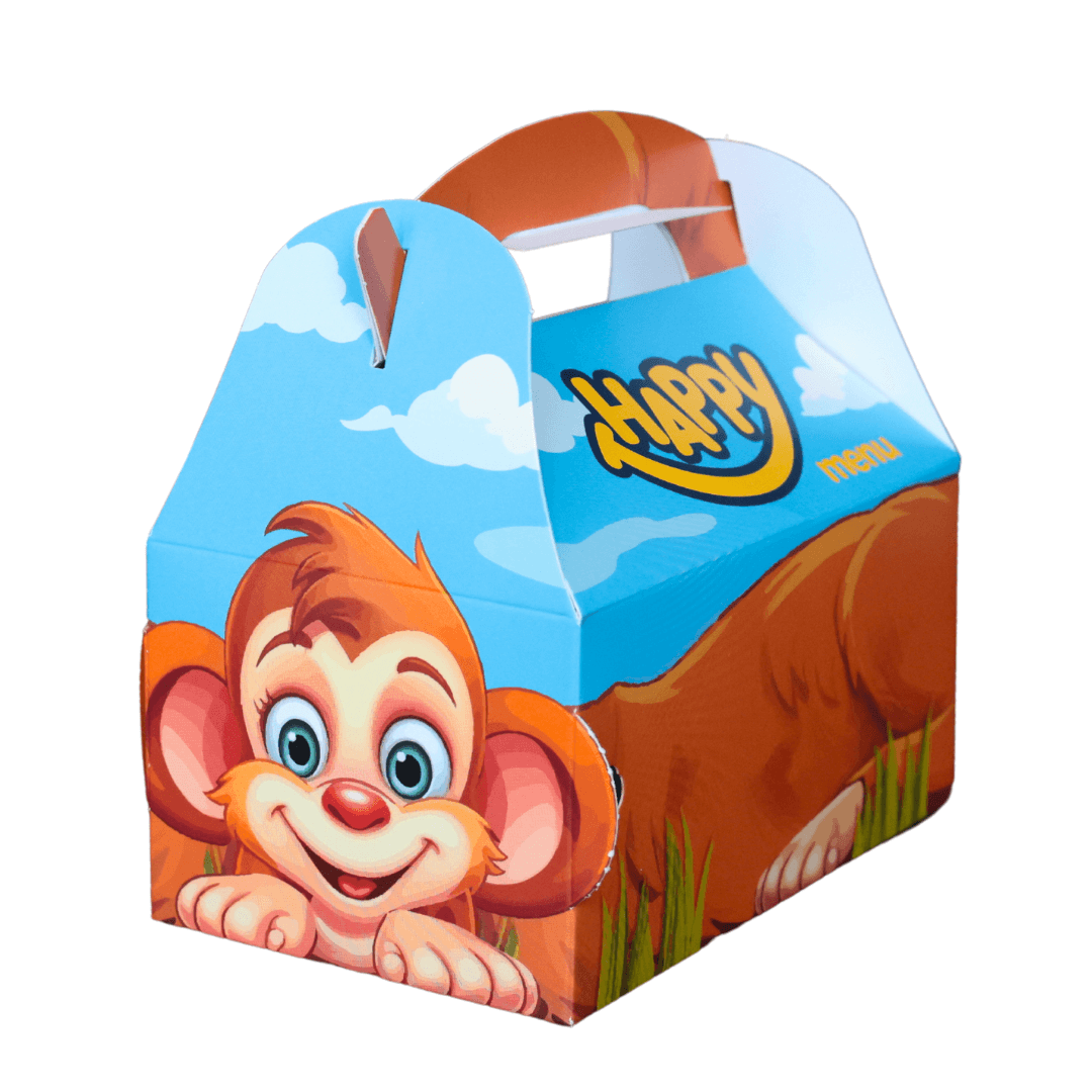 Happy Menu Monkey cardboard box 1.28 L 30 pieces - AJ FOOD
