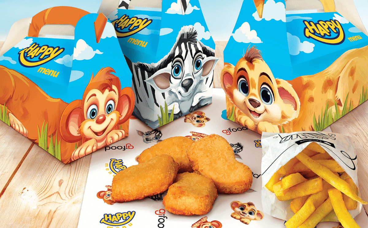 Nuggetsy z frytkami w kartoniku Happy Menu box - AJ FOOD