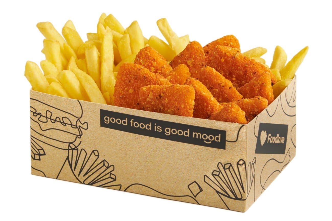 Chicken nachos served with fries in a megabox carton - AJ FOOD
