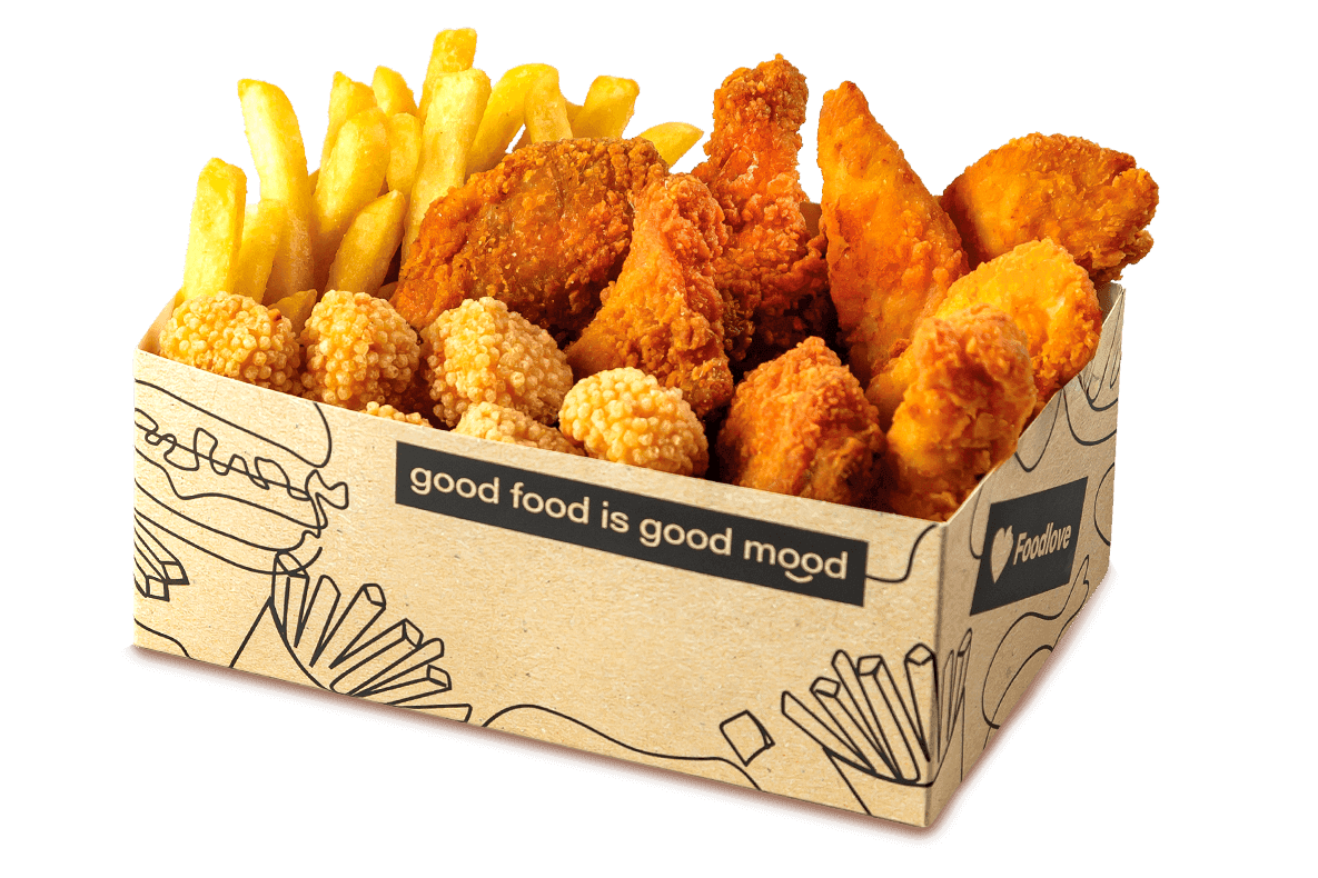 Chicken Mega Box. Chicken strips, chicken pops, chicken wings with ...
