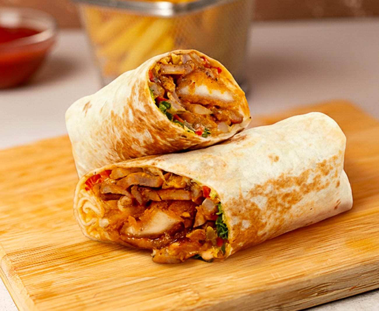 Rollo Kowala kebab with poultry kebab, cheese and vegetables - AJ FOOD