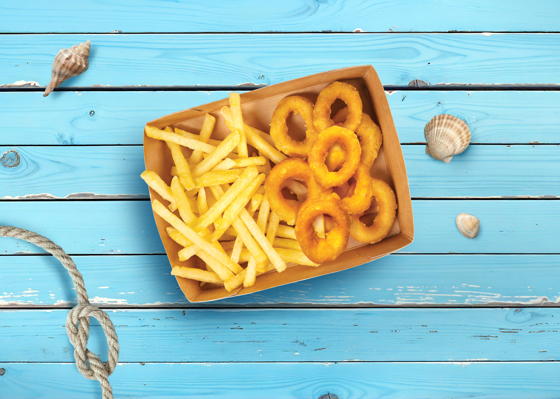 Squid rings in batter with fries - AJ FOOD